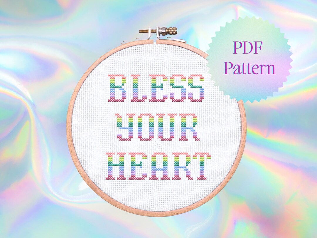 Bless Your Heart Cross Stitch Pattern | Instant Download | Modern Cross ...