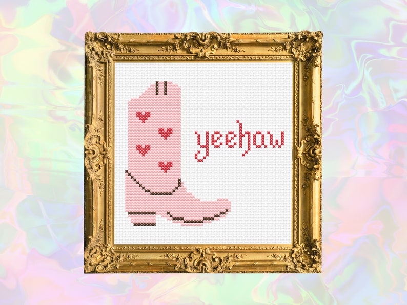 Yee Haw Cross Stitch Pattern | Instant Download | Cowboy Boot Cross ...
