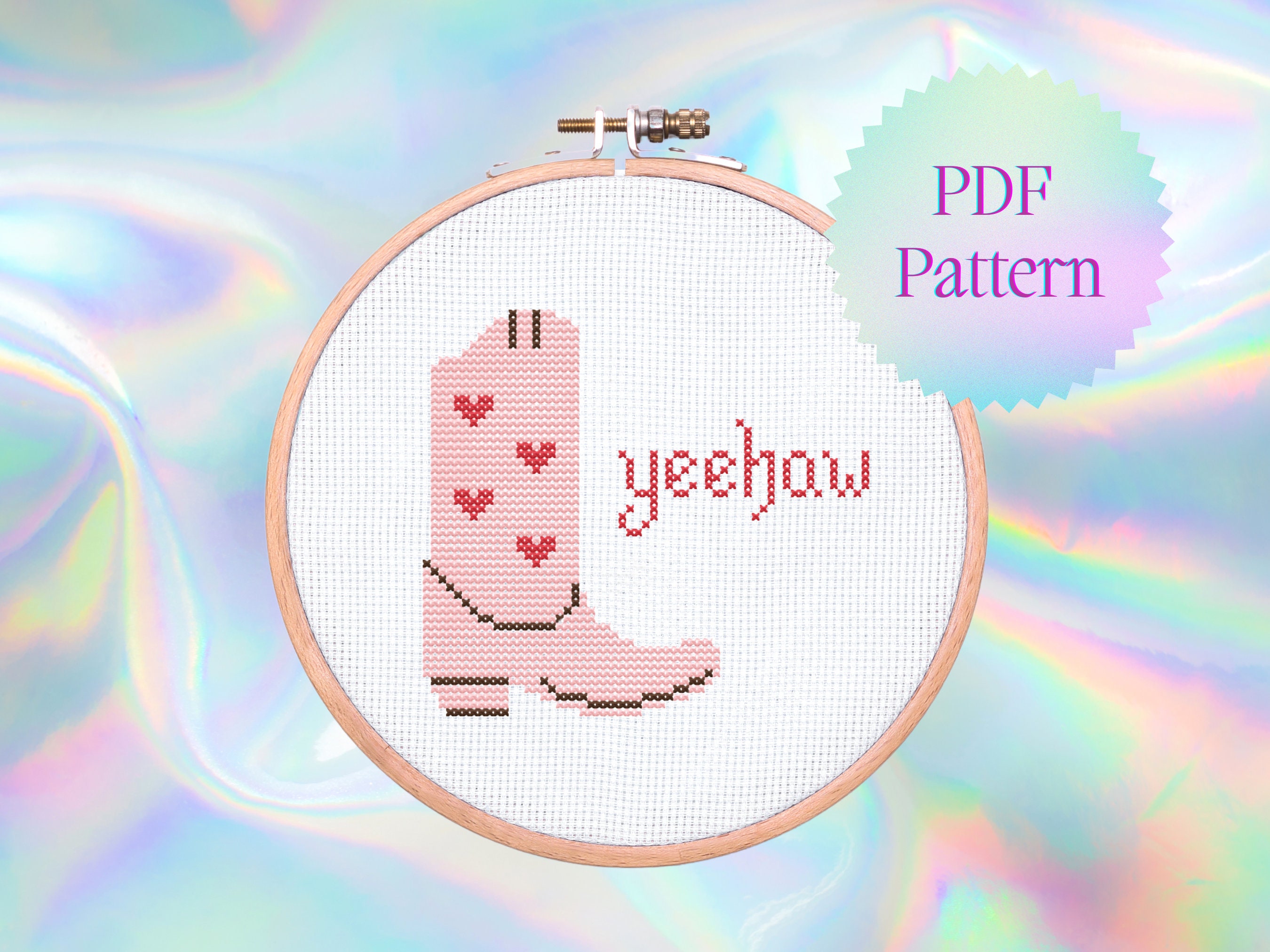 Yee Haw Cross Stitch Pattern | Instant Download | Cowboy Boot Cross ...