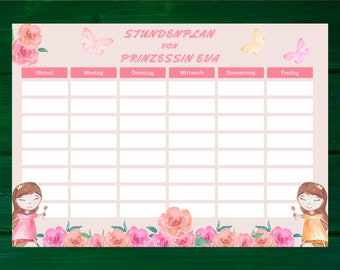 Princess Timetable - Etsy
