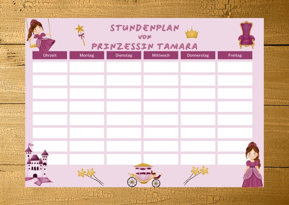 Timetable of Princess ........ - Etsy