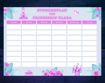 Princess Timetable - Etsy