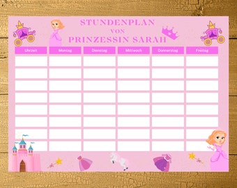 Princess Timetable - Etsy
