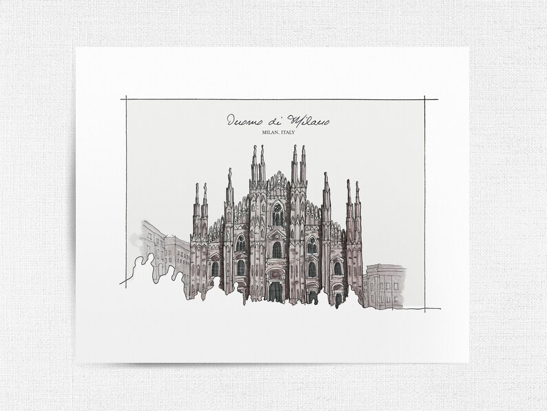 Duomo Di Milano Milan Cathedral Drawing Art Print - Etsy