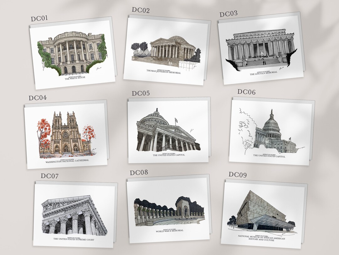 Washington DC Monuments Greeting Card | Washington DC Greeting Card Set ...
