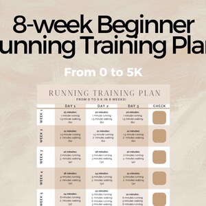 8-week Beginner Running Training Plan, 0 to 5K, Starter Runner Scheme ...