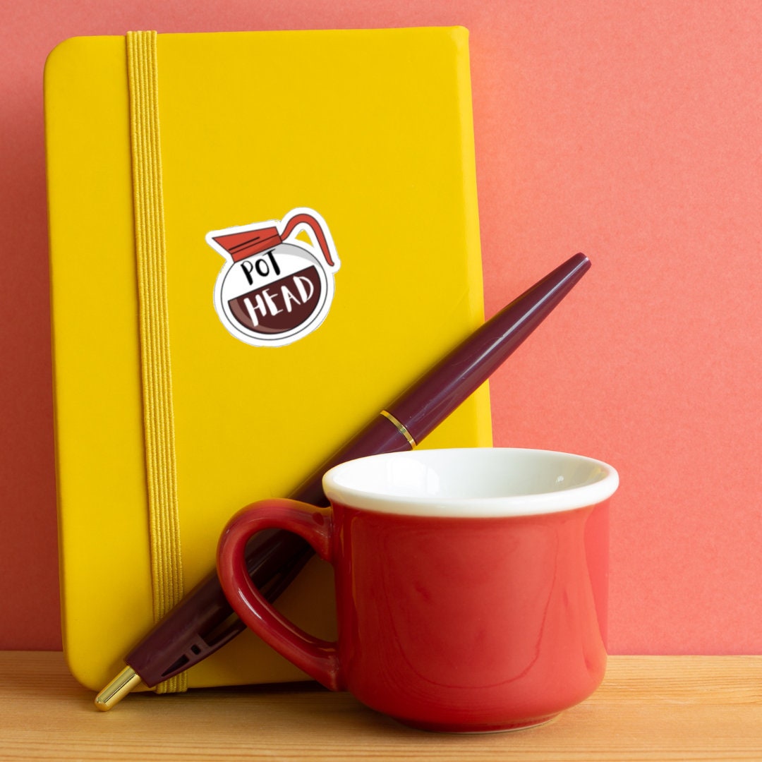 Pot Head Die-cut Vinyl Sticker | Coffee Pun Sticker| Coffee Lover ...