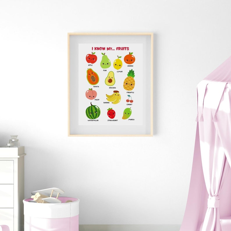 Fruit Wall Art, Fun Posters for Kids, Playroom Printable Art, Fruits ...