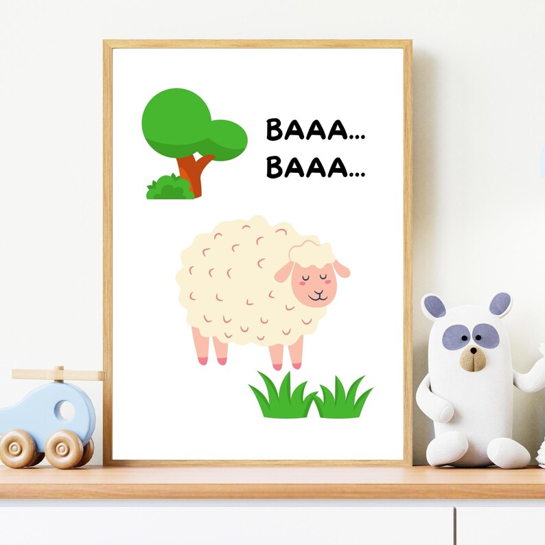 Farm Animals Sounds Printable Art, Set of 6 Prints, Nursery Toddler's ...