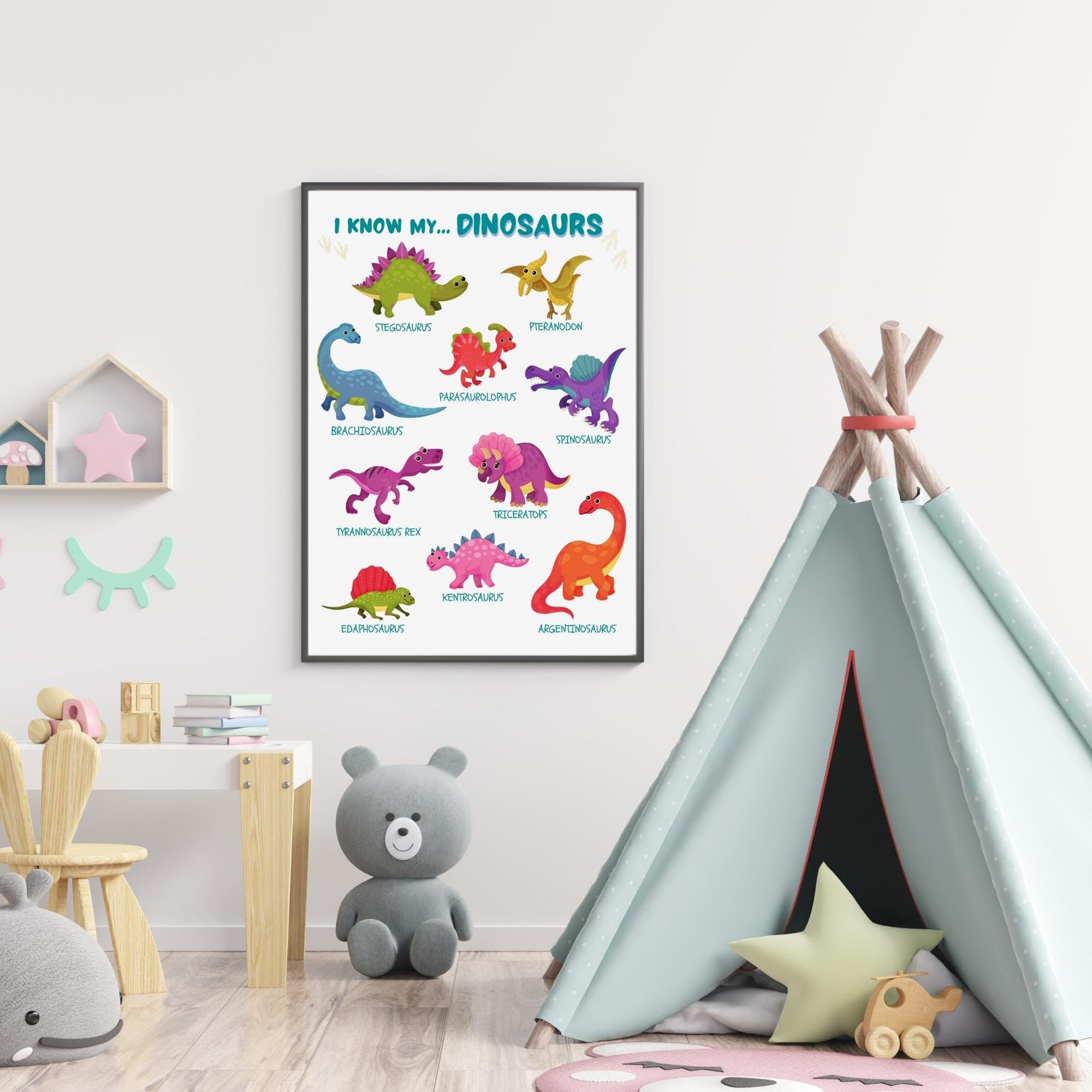 Dinosaurs Wall Art, Dinosaurs Poster, Kids Children Learning, Nursery ...
