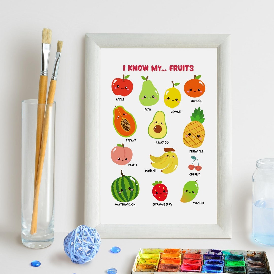 Fruit Wall Art, Fun Posters for Kids, Playroom Printable Art, Fruits ...