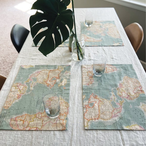 Linen World Map - Etsy