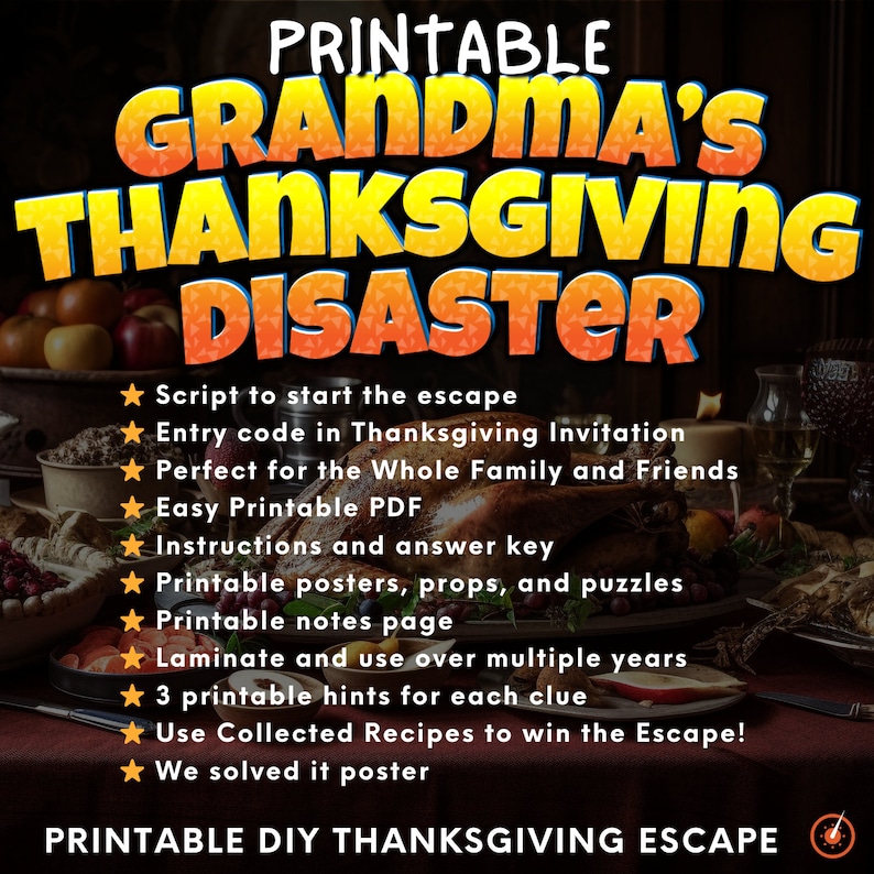 Grandma's Thanksgiving Recipe Escape Room: Family Game (printable) - Etsy