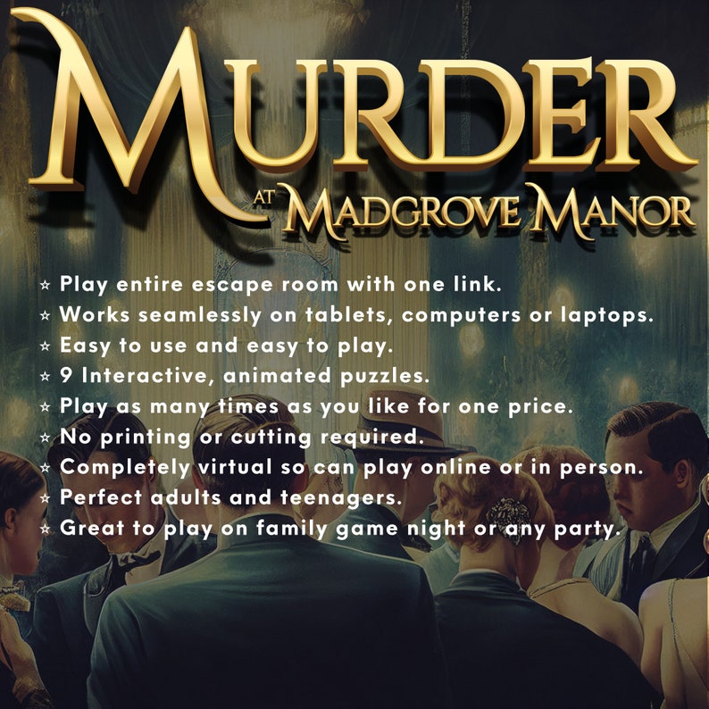 Murder Mystery Virtual Escape Room, Puzzles & Logic Virtual Escape Room ...