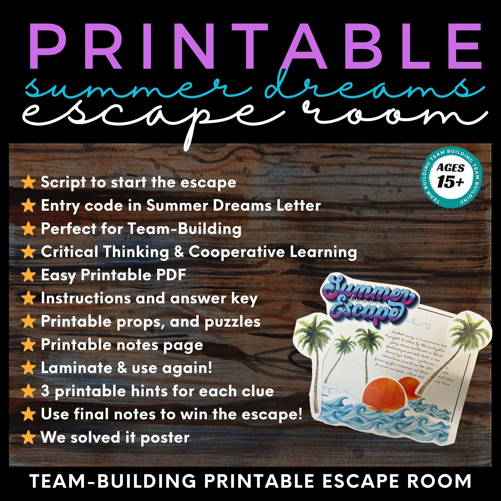 DIY PRINTABLE Summer Time Escape Room, Summertime Escape, Summer Dreams ...