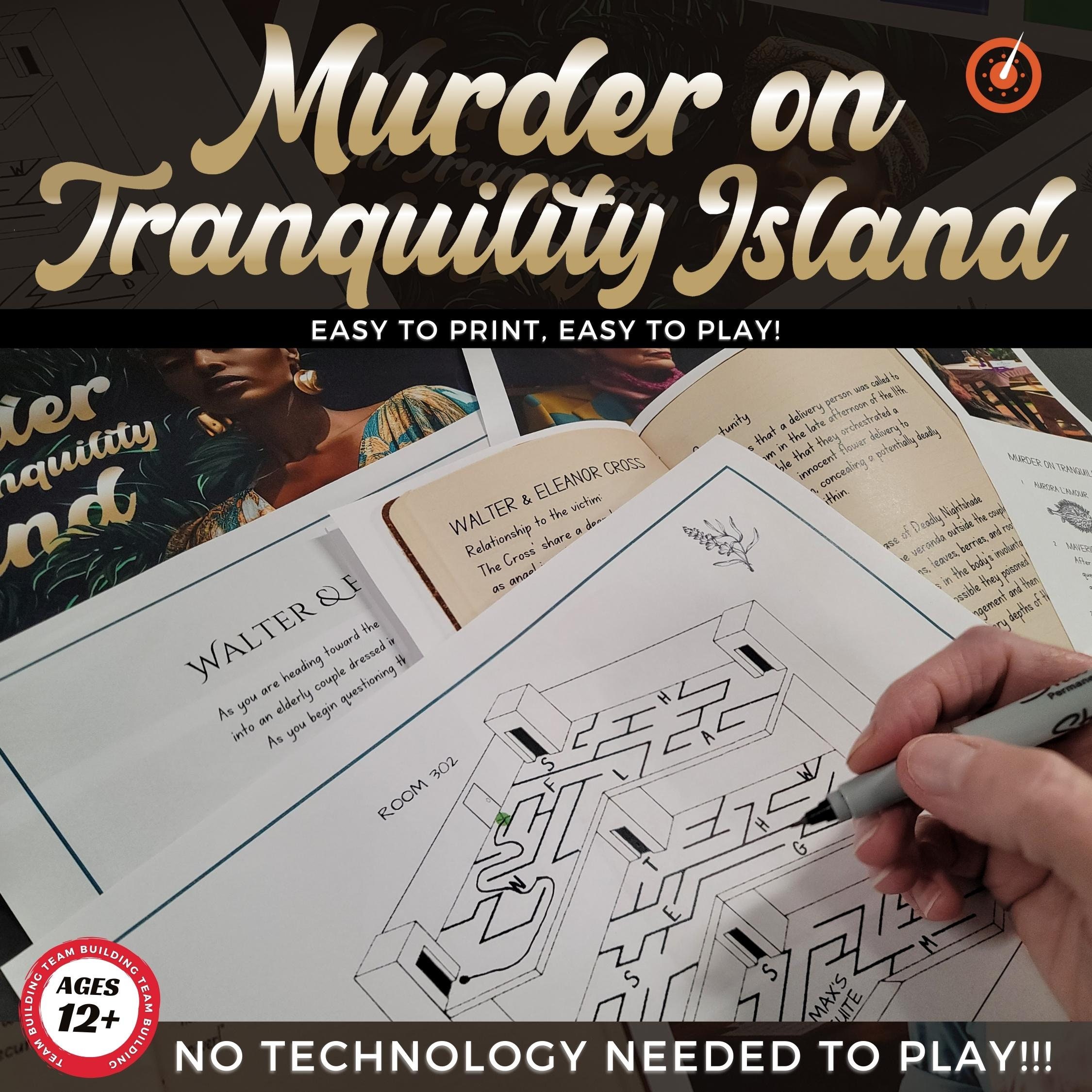 Printable Murder Mystery Escape Room, Murder on Tranquility Island (PDF ...