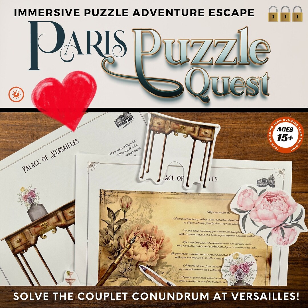 Valentine's Day Escape Room Kit, DIY Printable Escape, Paris, Adventure ...