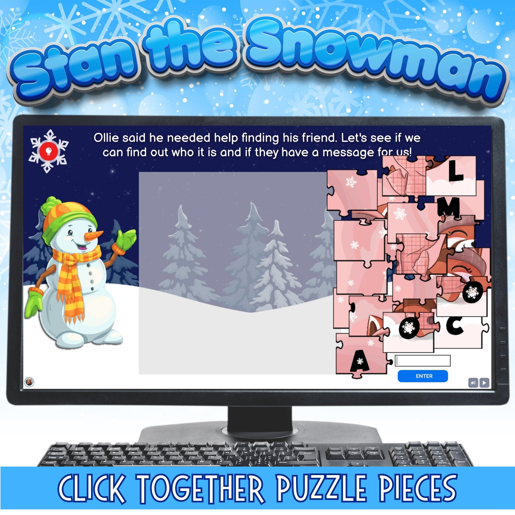 Snowman Christmas Kids Virtual Escape Room, Christmas Online Game ...