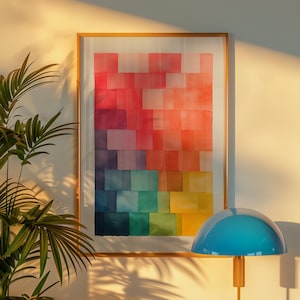Colorful Abstract Blocks Print, Trendy Modern Wall Art, Vibrant ...
