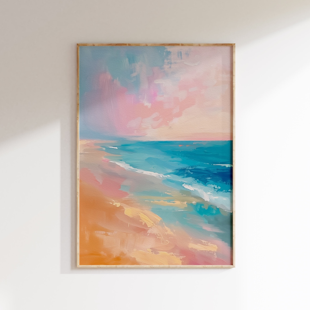 Colorful Abstract Ocean Pastel Painting: Coastal Seascape Art (digital ...