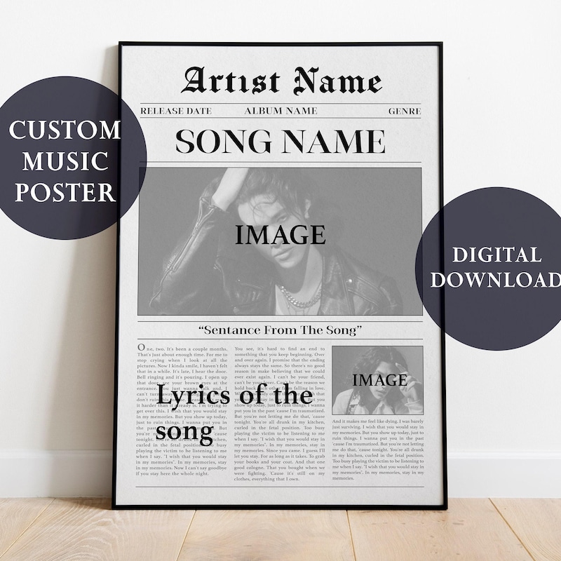 Newspaper Song Posters - Etsy