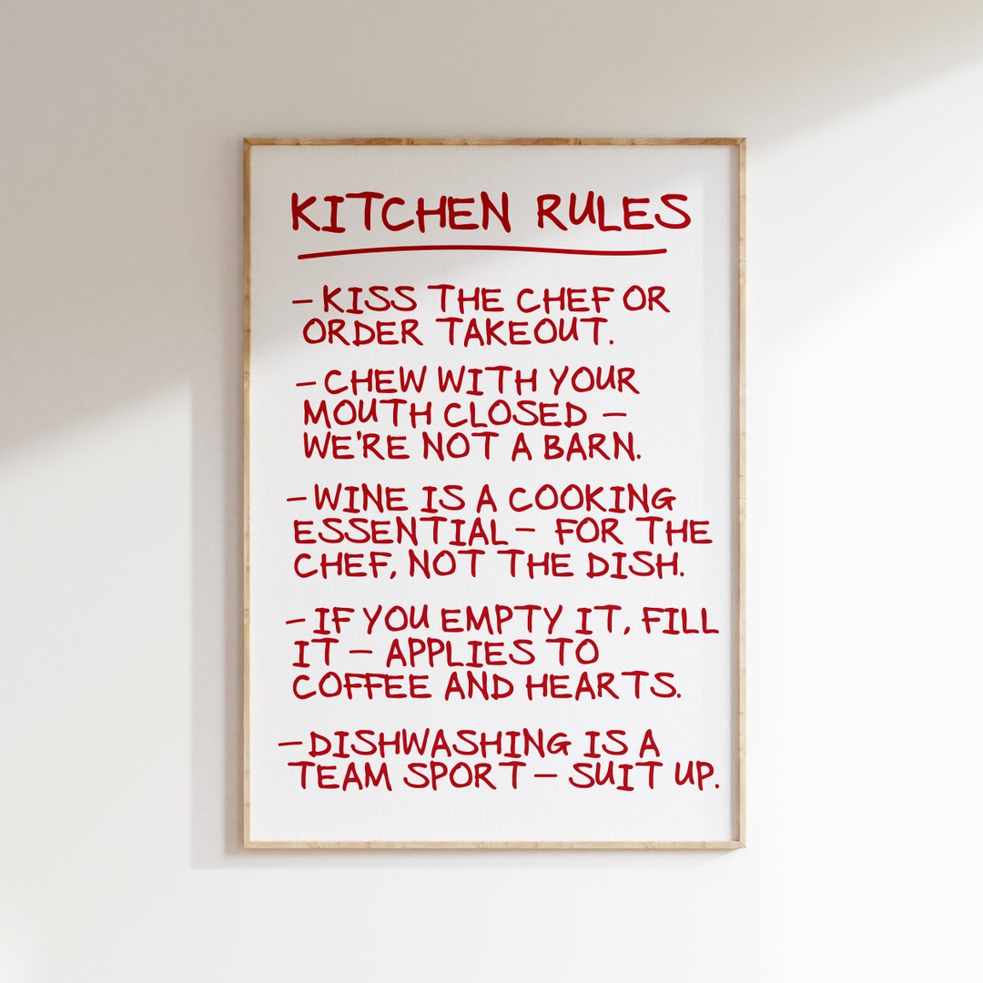 Funny Kitchen Rules Art Print: Red, Blue, Black (digital Download) - Etsy
