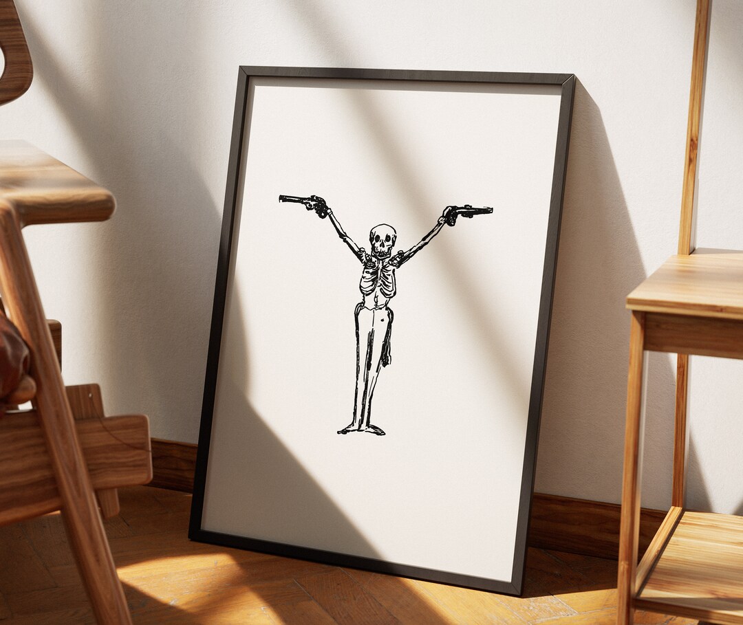 Skeleton With Duelling Pistols Funny Halloween Wall Art - Etsy