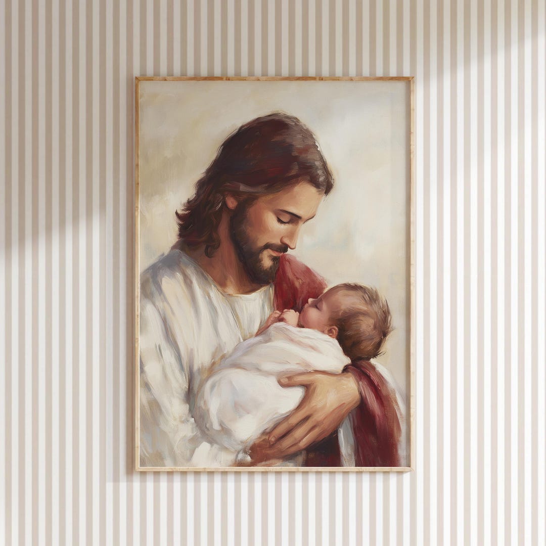 Jesus Holding Baby Print, LDS Nursery Art, Baby Blessing Gift, Christ ...