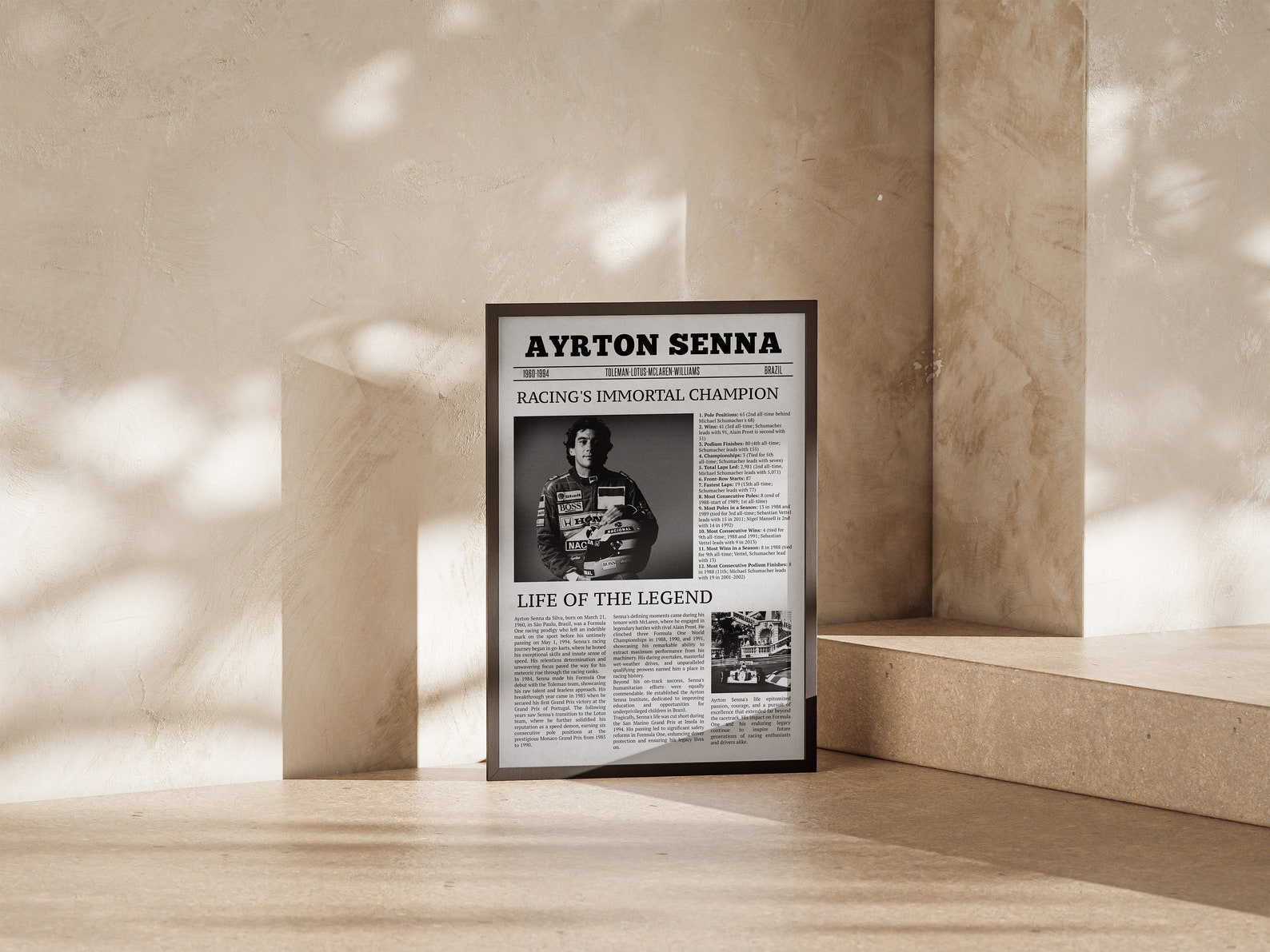 Ayrton Senna Newspaper Print | Formula 1 Poster - Etsy