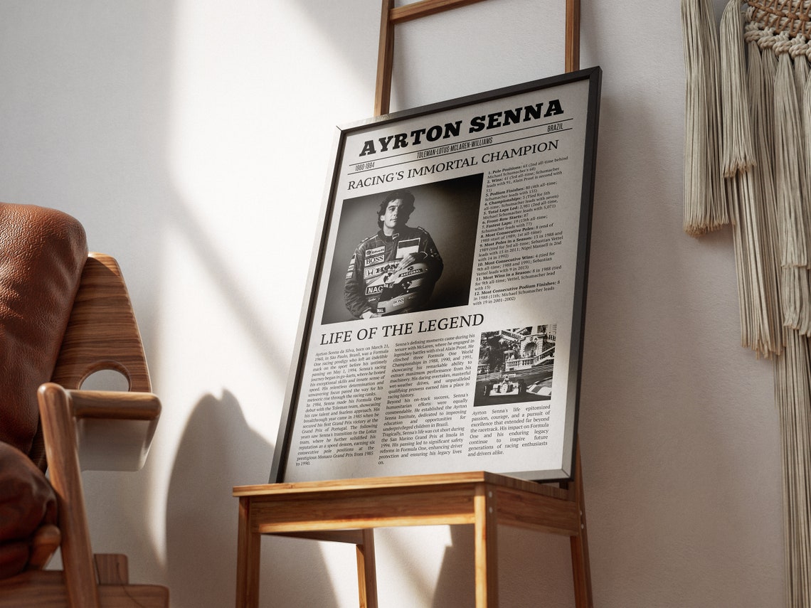 Ayrton Senna Newspaper Print Formula 1 Poster - Etsy