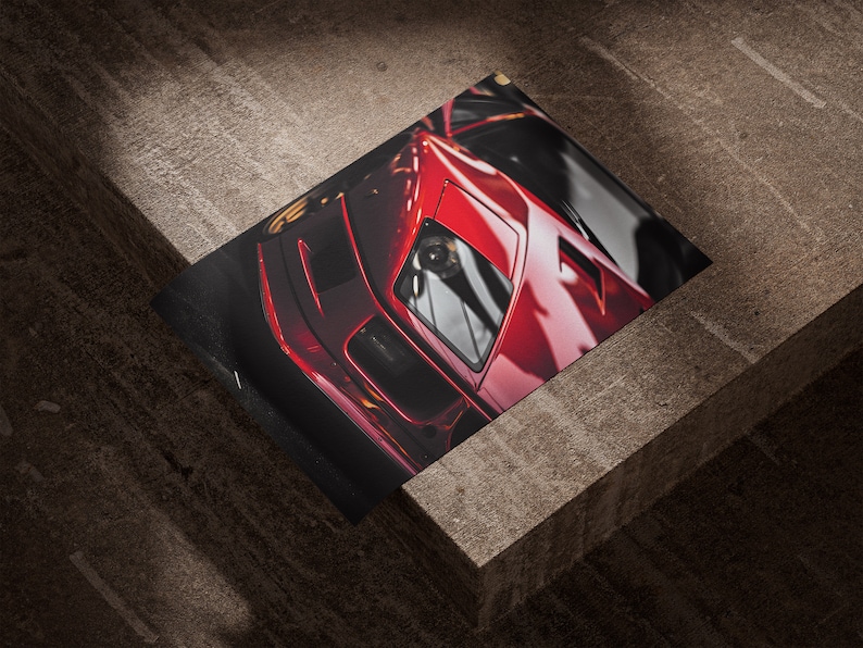 Close up Ferrari F40 Poster Retro Car Print Monochrome Red Wall Art - Etsy