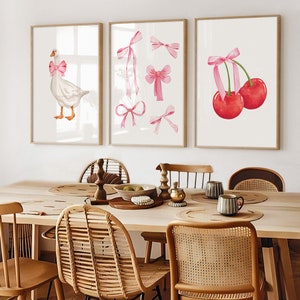 Set of 3 Coquette Pink Bows Collage Prints, Coquette Room Decor ...