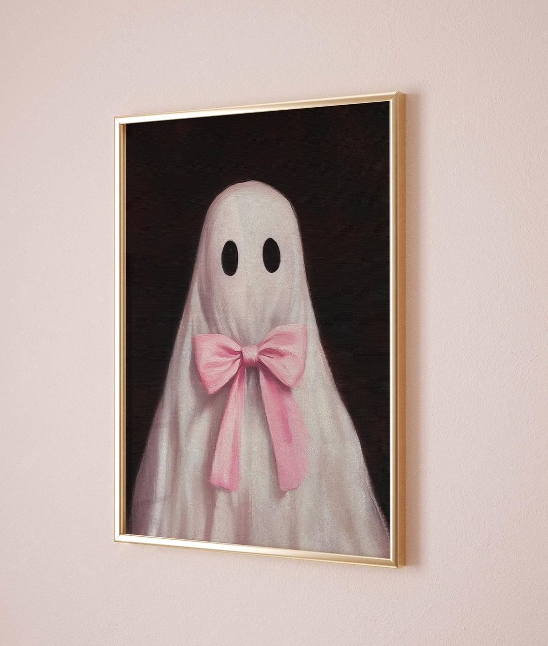 Pink Bow Ghost Print, Pinkoween Decor, Preppy Dorm Room Decor ...