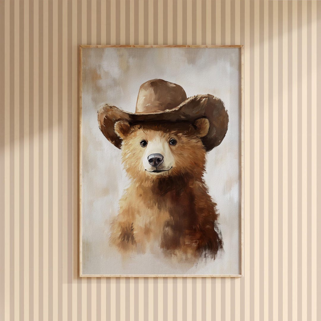 Cowboy Bear Nursery Print: Western Kids Room Decor (digital Download ...