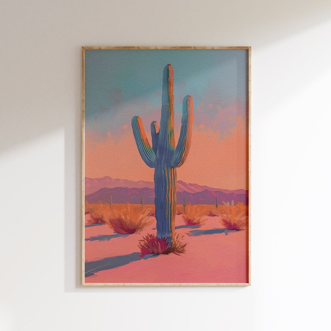 Colorful Desert Cactus Painting, Southwest Decor, Printable Western ...