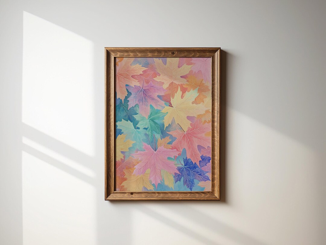Pastel Fall Leaves Painting: Abstract Autumn Print (digital Download ...