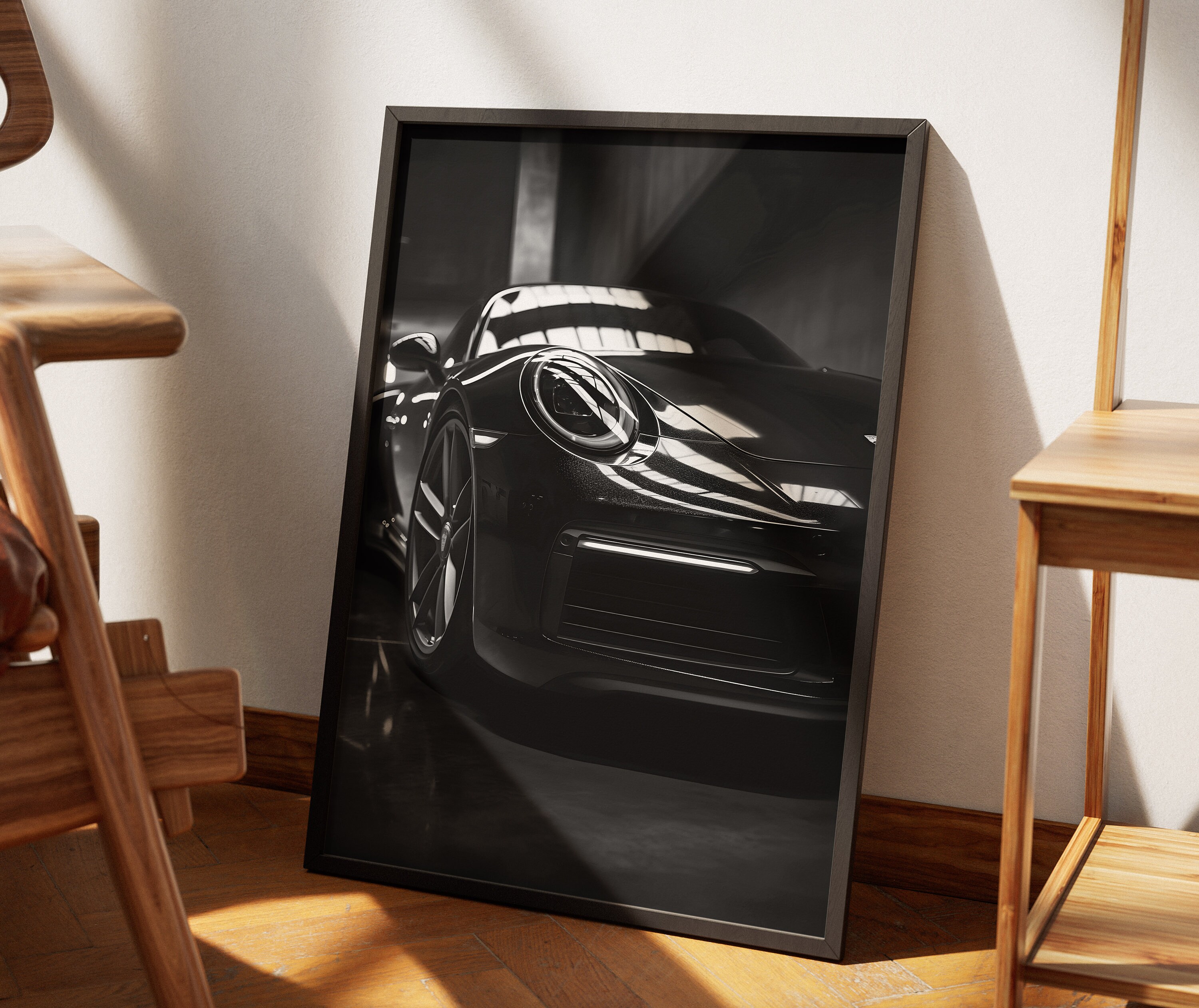 Close up Porsche 911 Poster | Black and White Wall Decor - Etsy