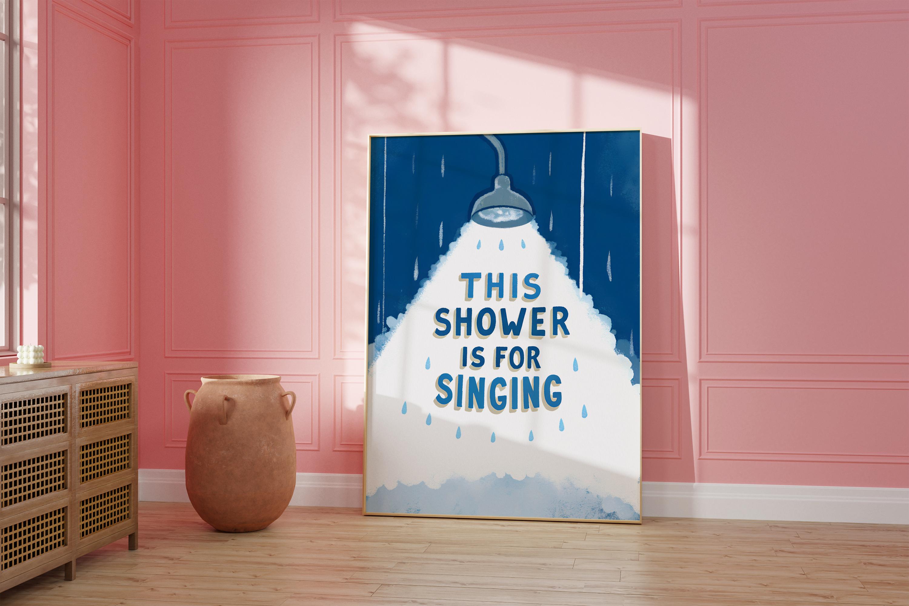 Hand Drawn 'this Shower is for Singing' Print: Bathroom Art (digital ...