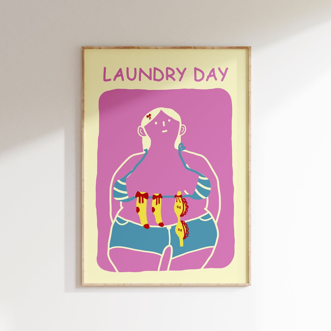 Coquette Collage Poster, Hand Drawn Coquette Wall Art, Laundry Day ...