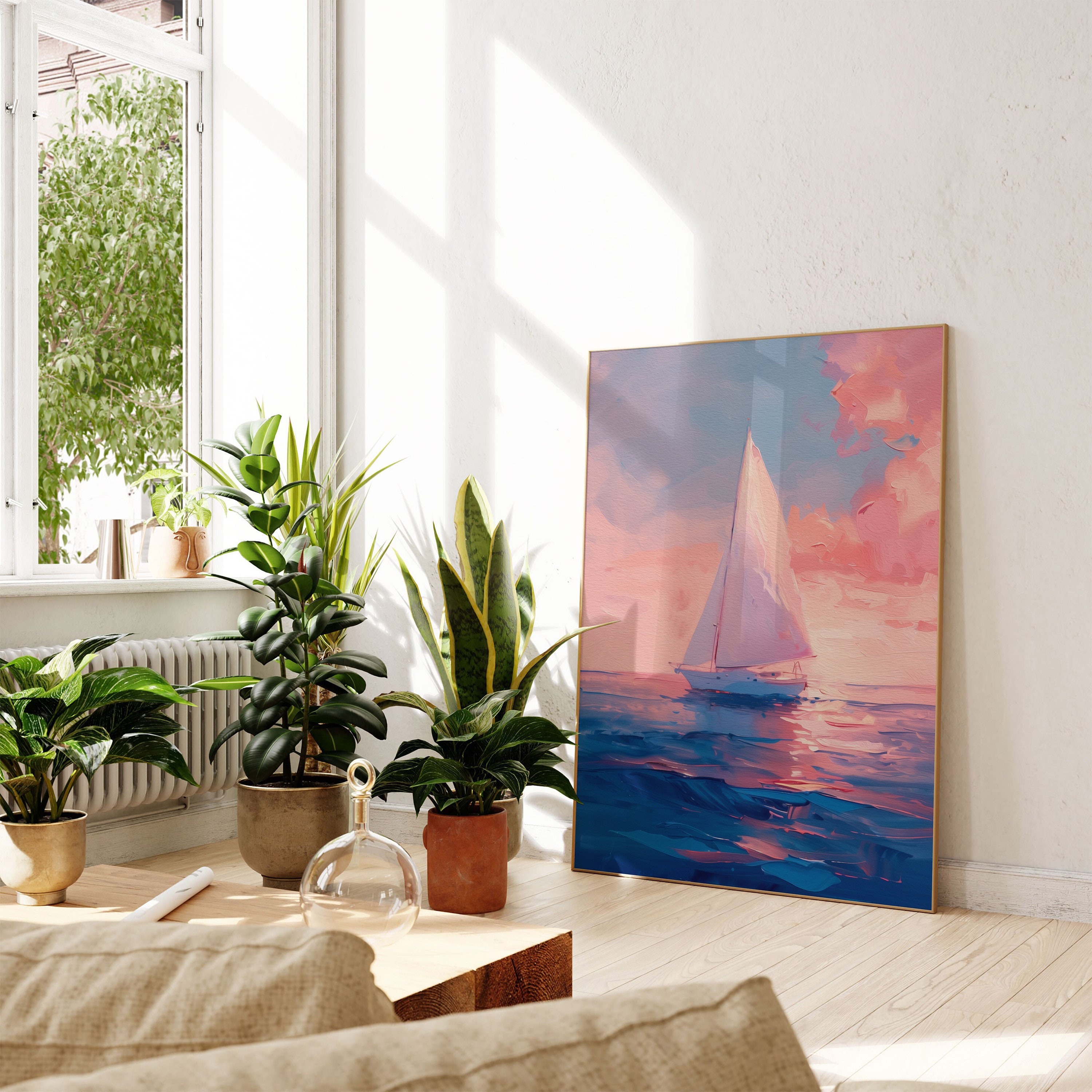 Colorful Sailboat Painting, Summer Poster Print, Beach House Decor ...