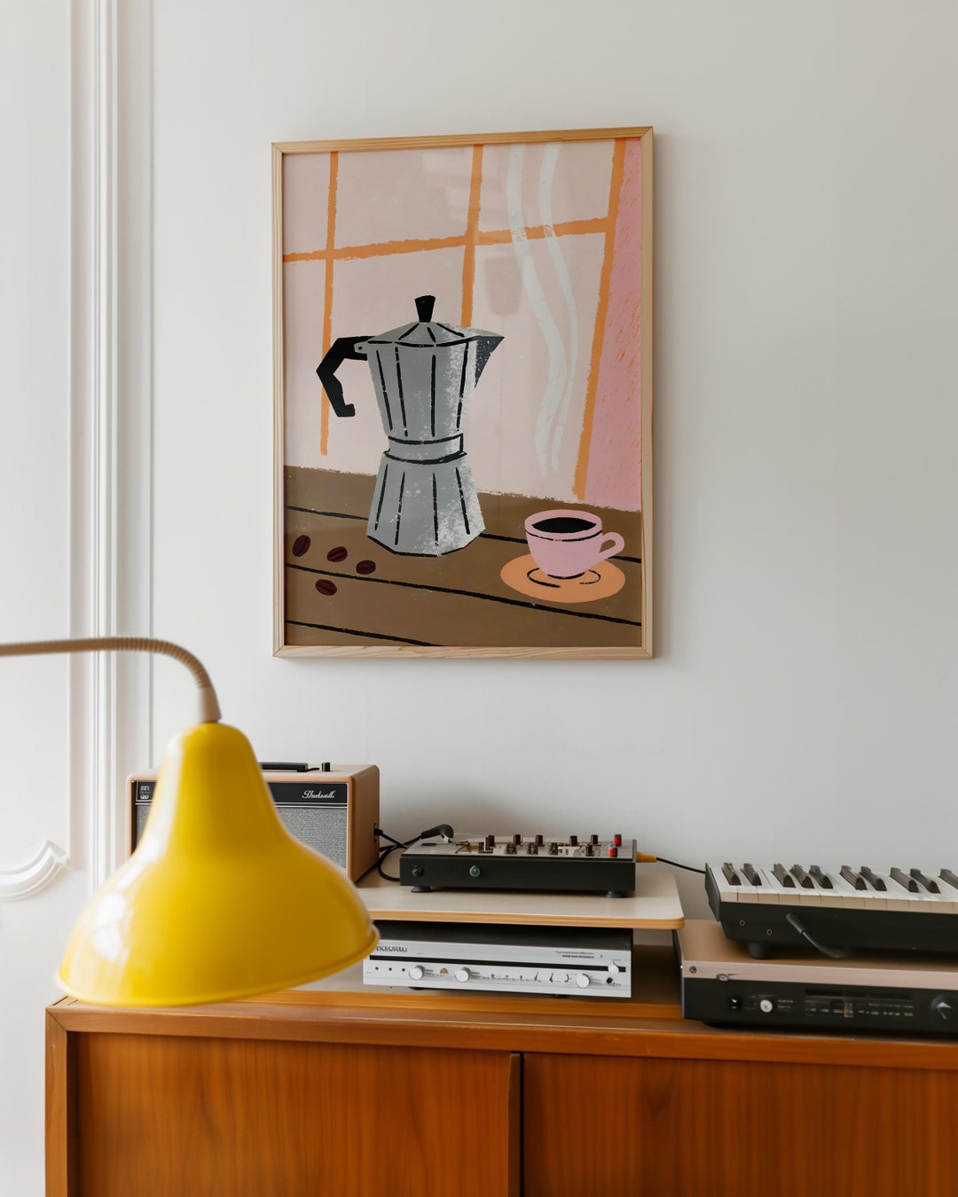 Hand-drawn Moka Pot Print: Danish Pastel Kitchen Decor (digital ...