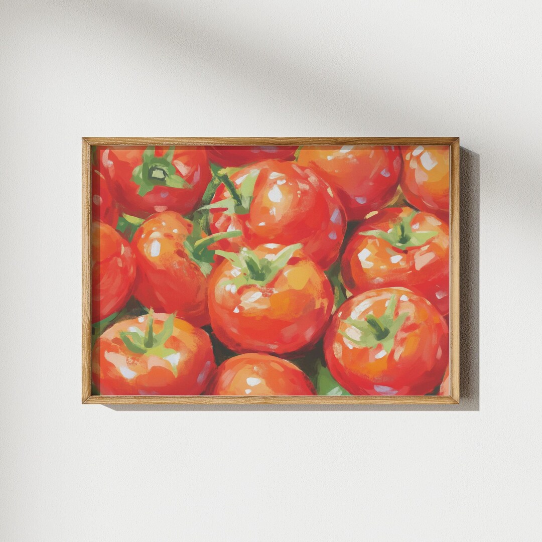 Abstract Tomato Oil Painting Print: Vintage Kitchen Art (digital ...