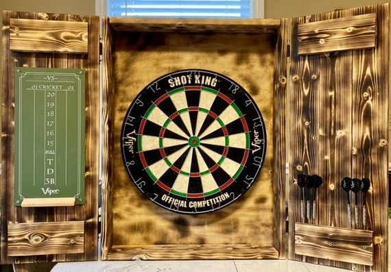 Fire Charred Wood Finish Dart Board Cabinet - Etsy