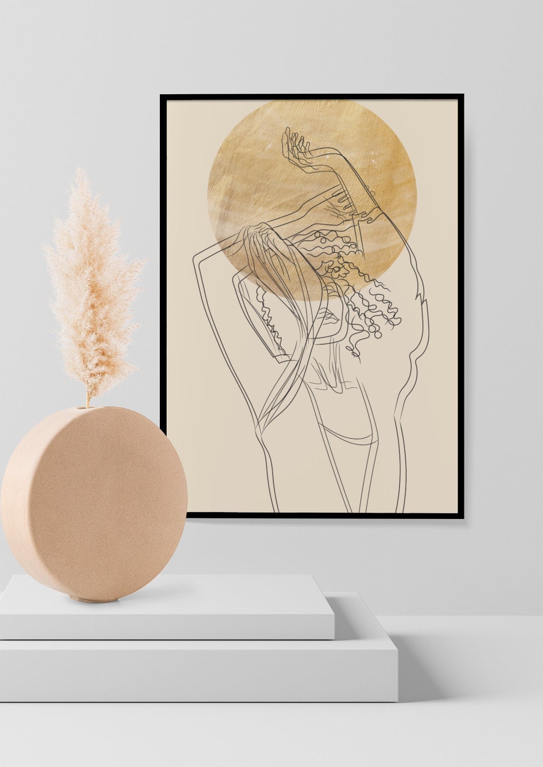 Female Body Wall Art Abstract Digital Print Body Line Art Print Female ...