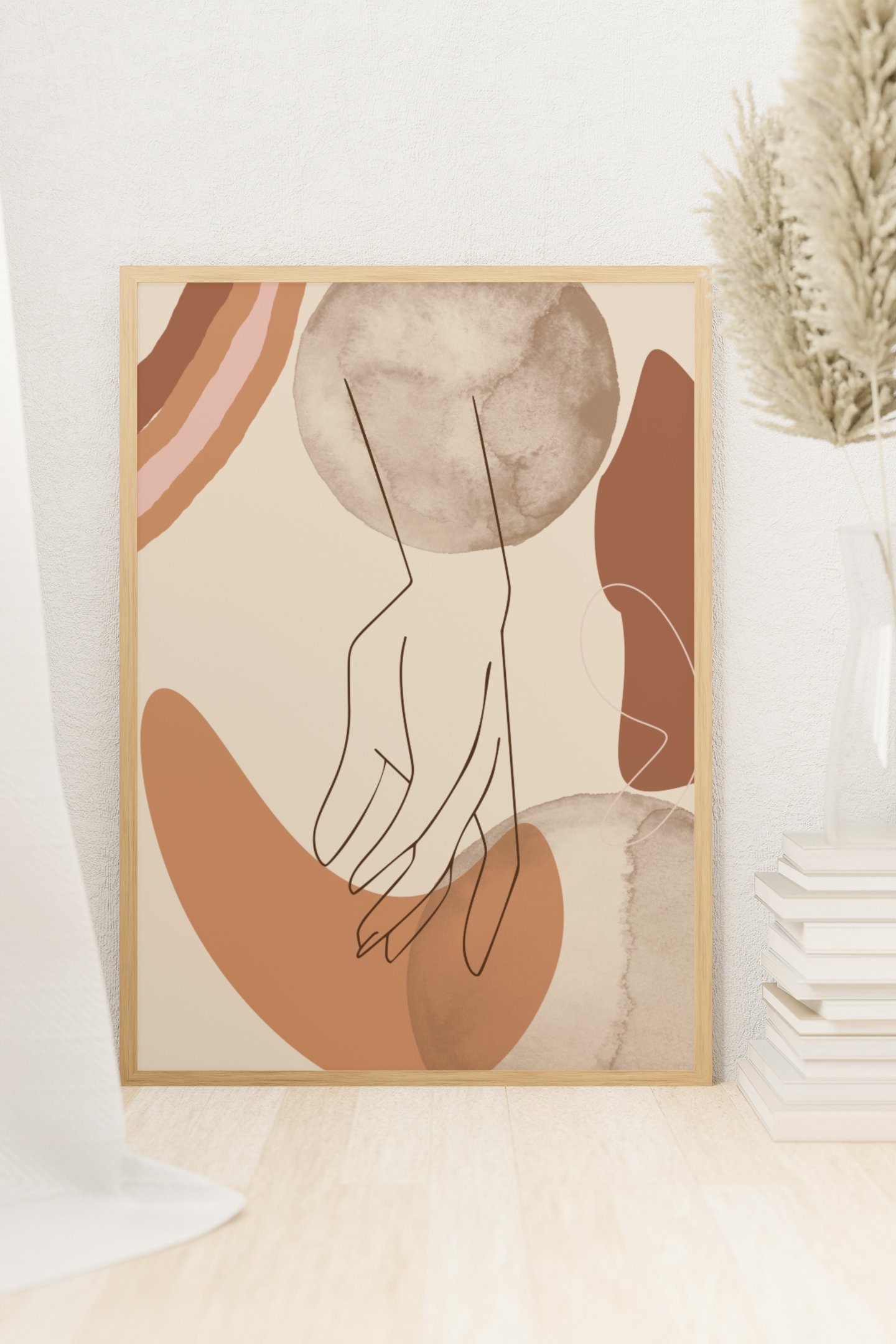 Female Hand Wall Art Woman Line Art Female Figur Print Digital Art ...