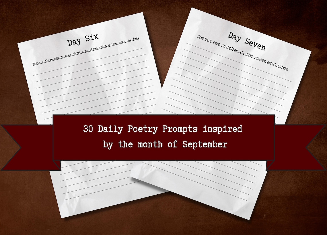 Poetry Journal PDF Printable, Monthly Poetry Prompts Journal, September ...