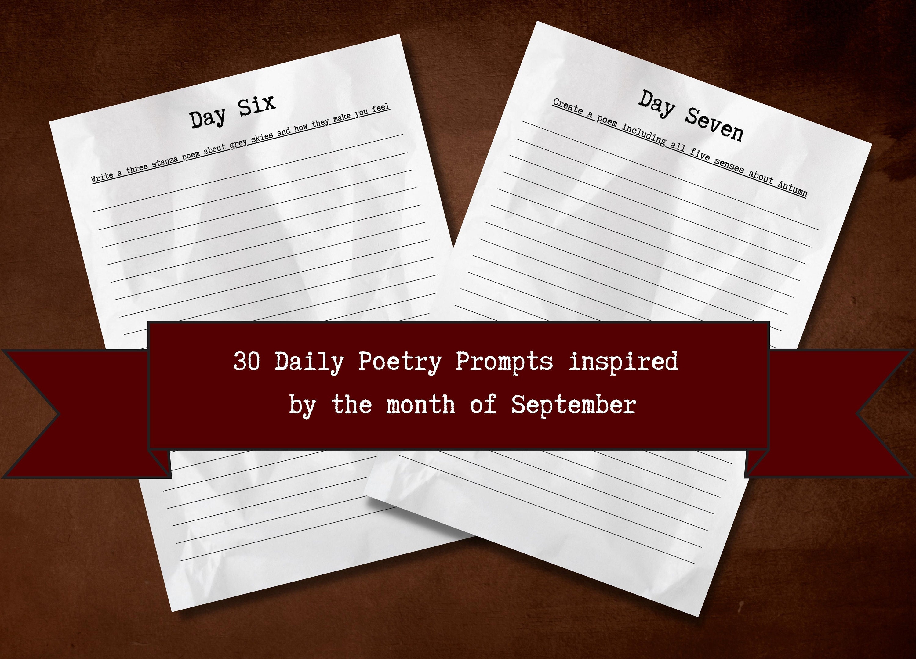Poetry Journal PDF Printable, Monthly Poetry Prompts Journal, September ...