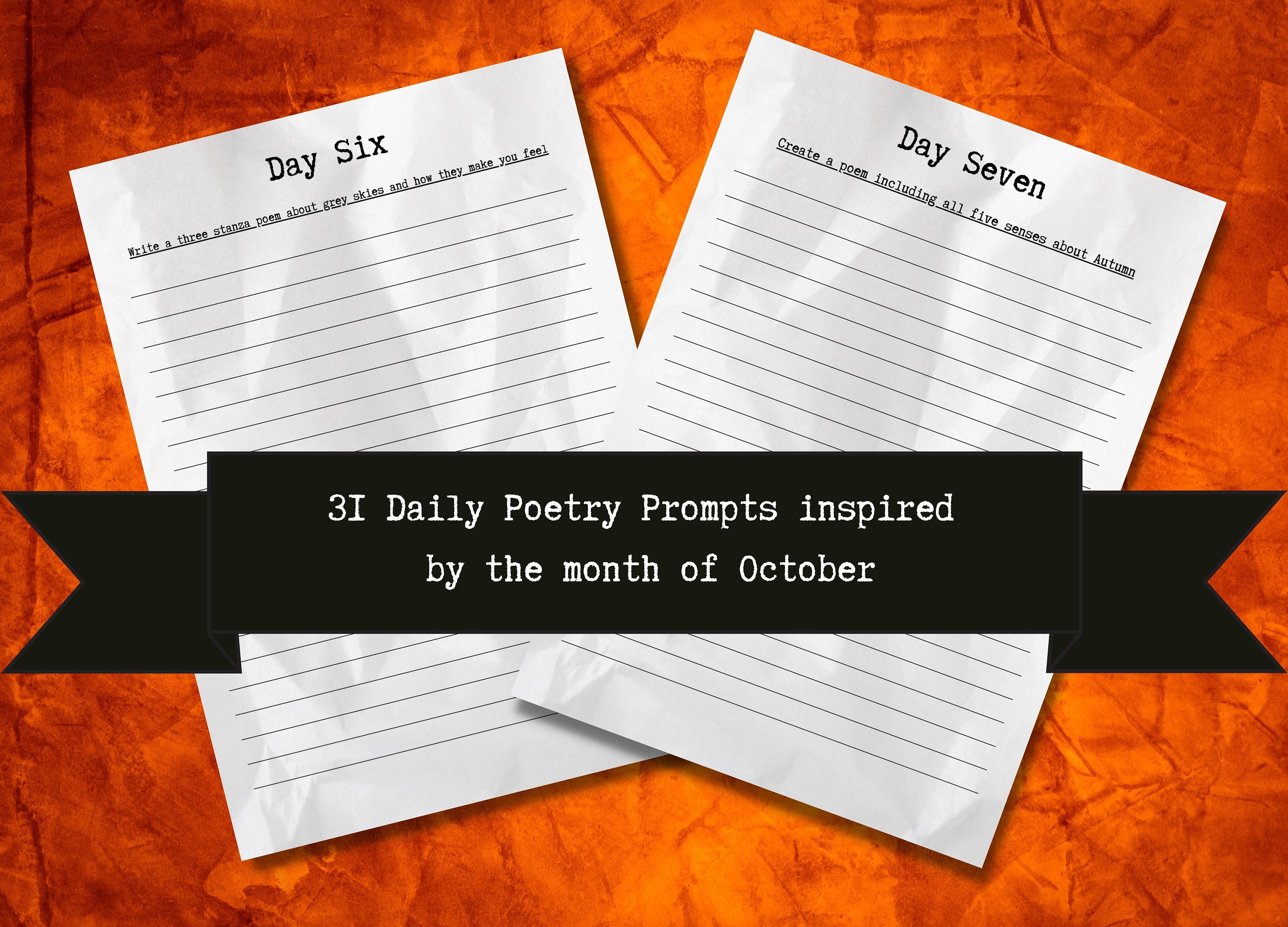 Poetry Journal PDF Printable, Monthly Poetry Prompts Journal, October ...