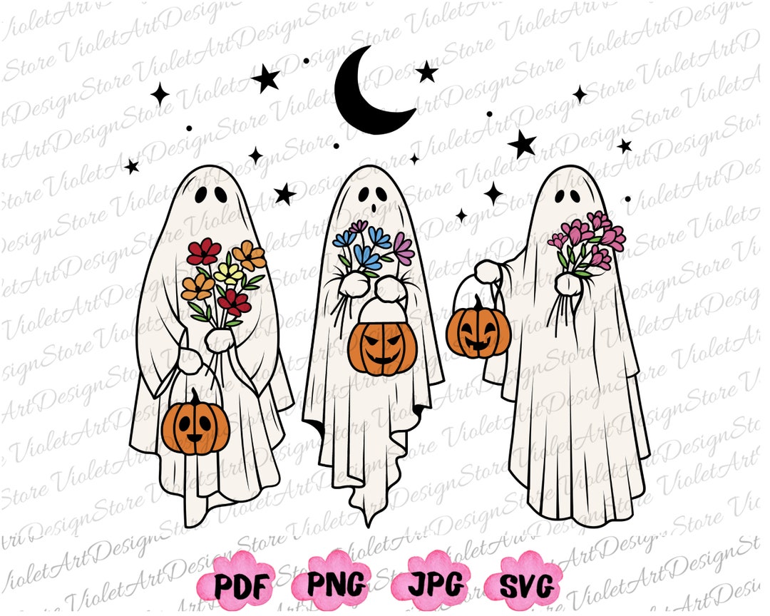 Floral Ghost Svg, Floral Ghost Png, Halloween Ghost Png, Flower Ghost ...