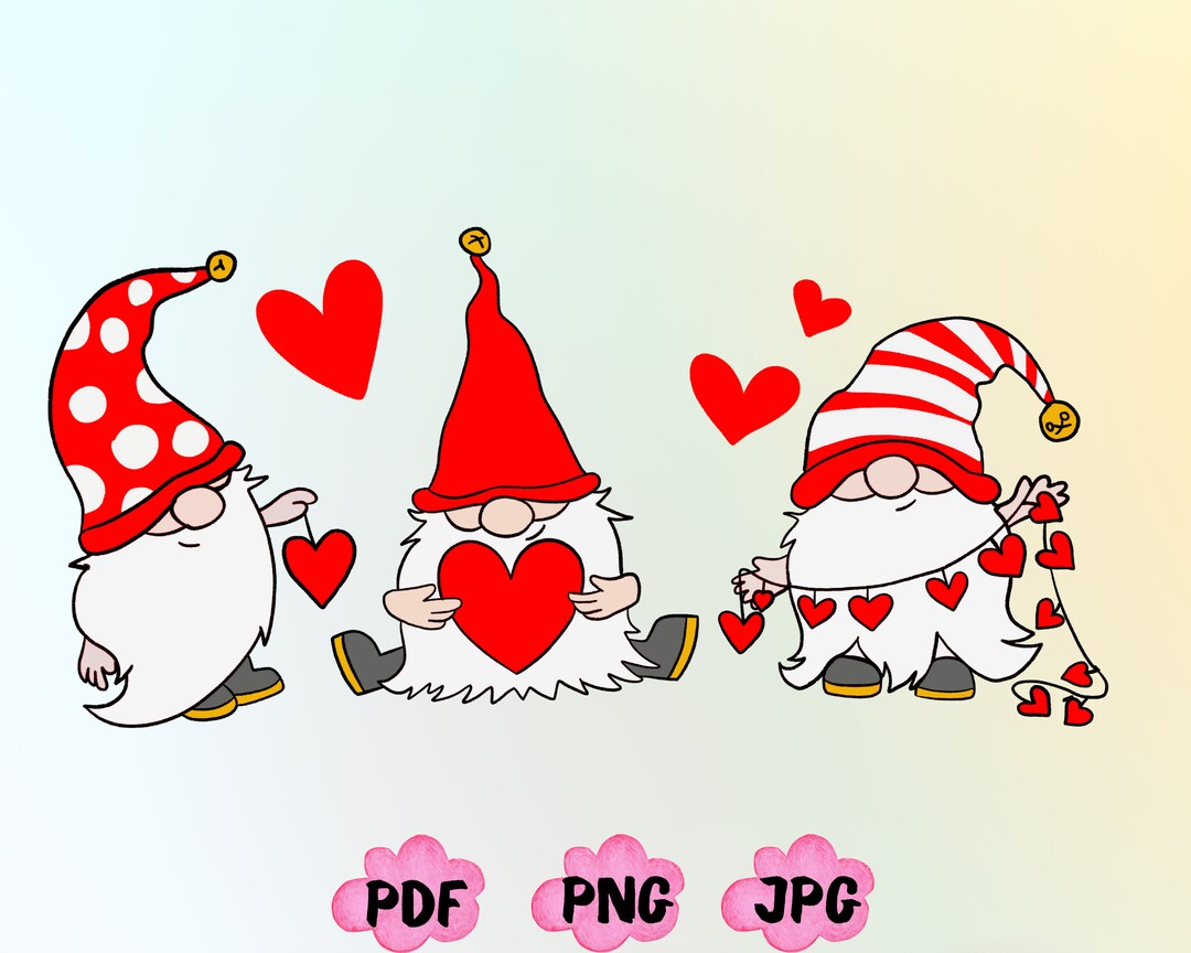 Valentine Gnomes Hearts Png,valentines Day Shirt Design,heart Png,cute ...